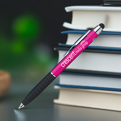 Promotional metallic cool grip stylus pen | Imprinted Pens - Promo Direct